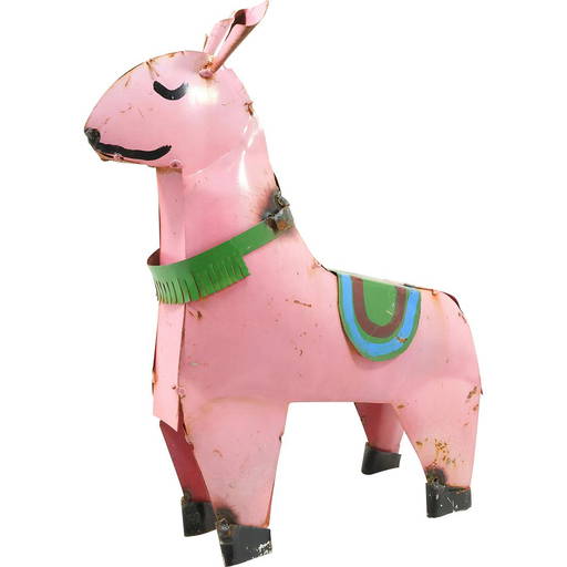 Folky Tin Pink Donkey Garden Sculpture 13.75 Inches Height In Original ...