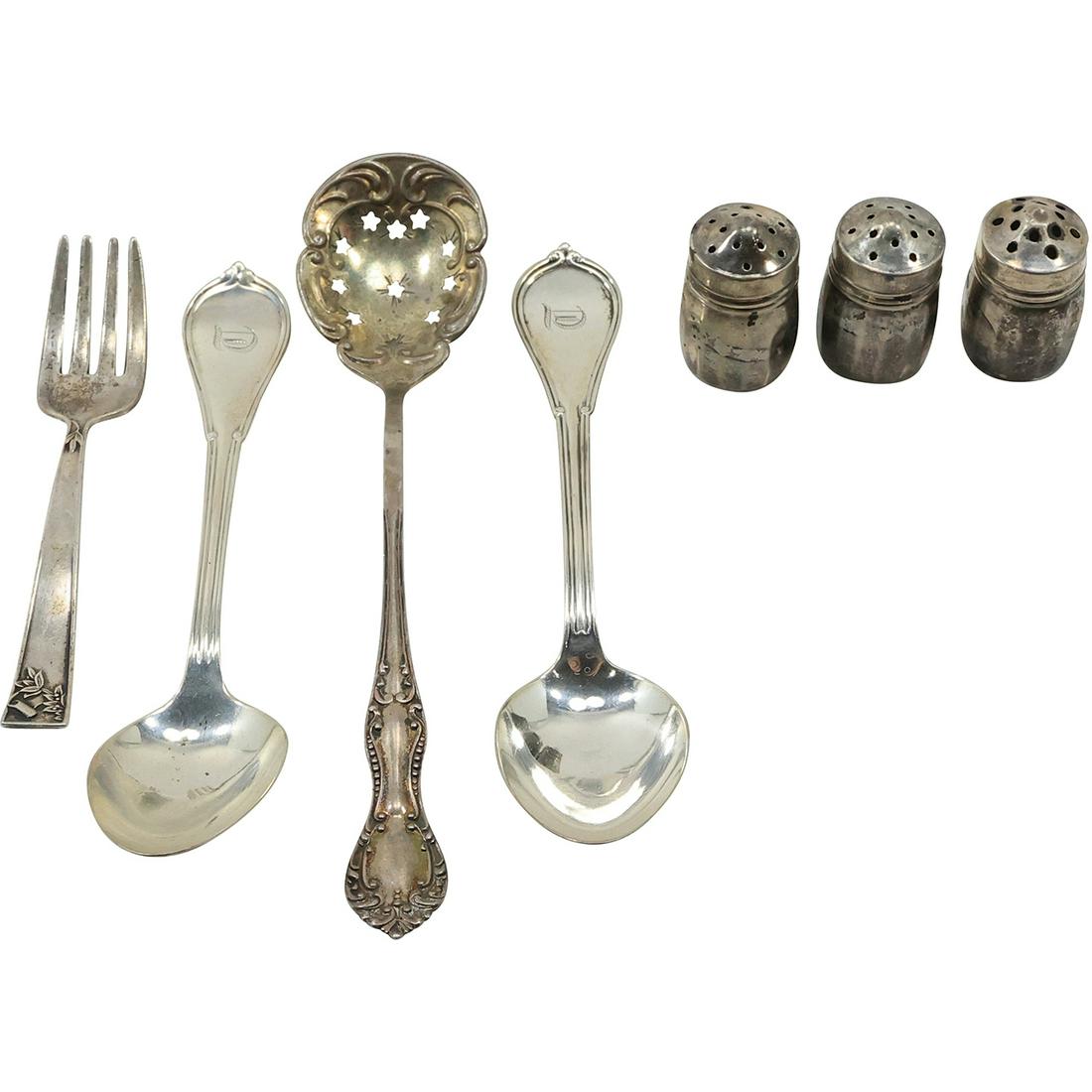 [7] Assorted Sterling Web Fork, 2 1861 Sterling Spoons, Sterling ...