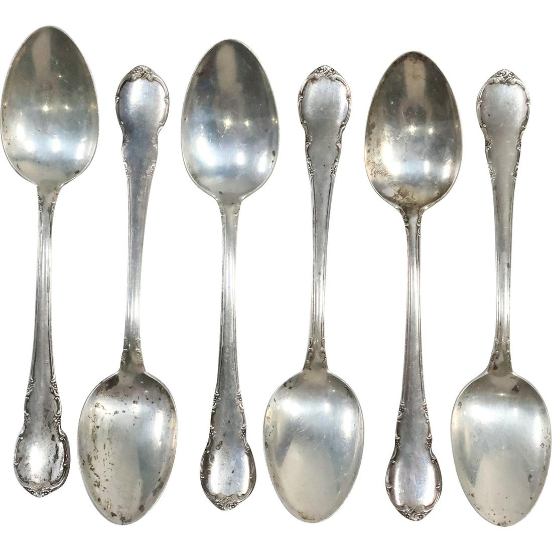 [6] Lunt Sterling Silver Spoons 5 3/4 In. X 1 1/8 In. Weight 5.19 Troy ...