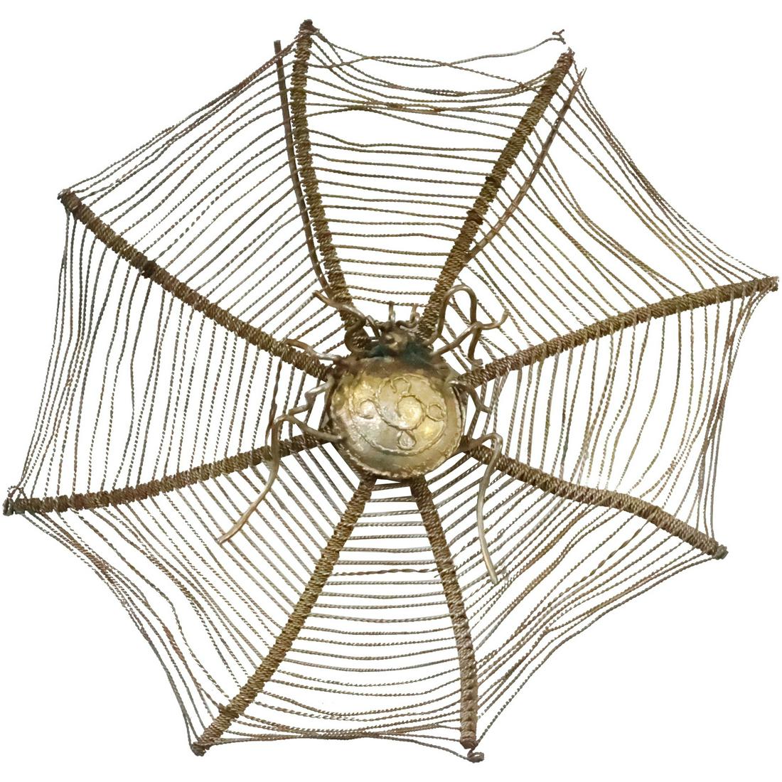 Unusual And Unique Silver Metal Spider Web 3 Inches Diameter Auction