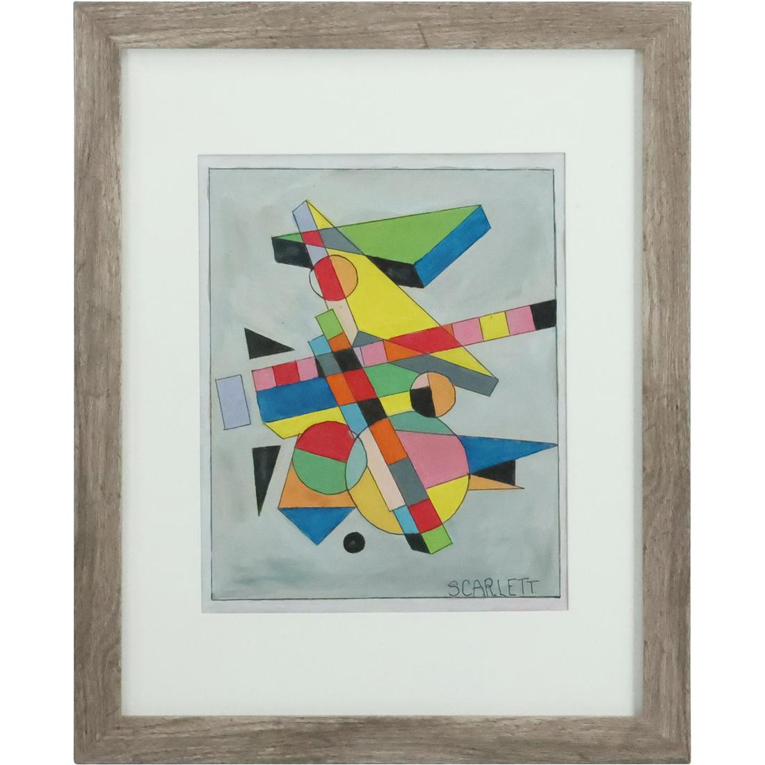 Rolph Scarlett 1889-1984, Geometric Abstract Watercolor / Gouache On ...