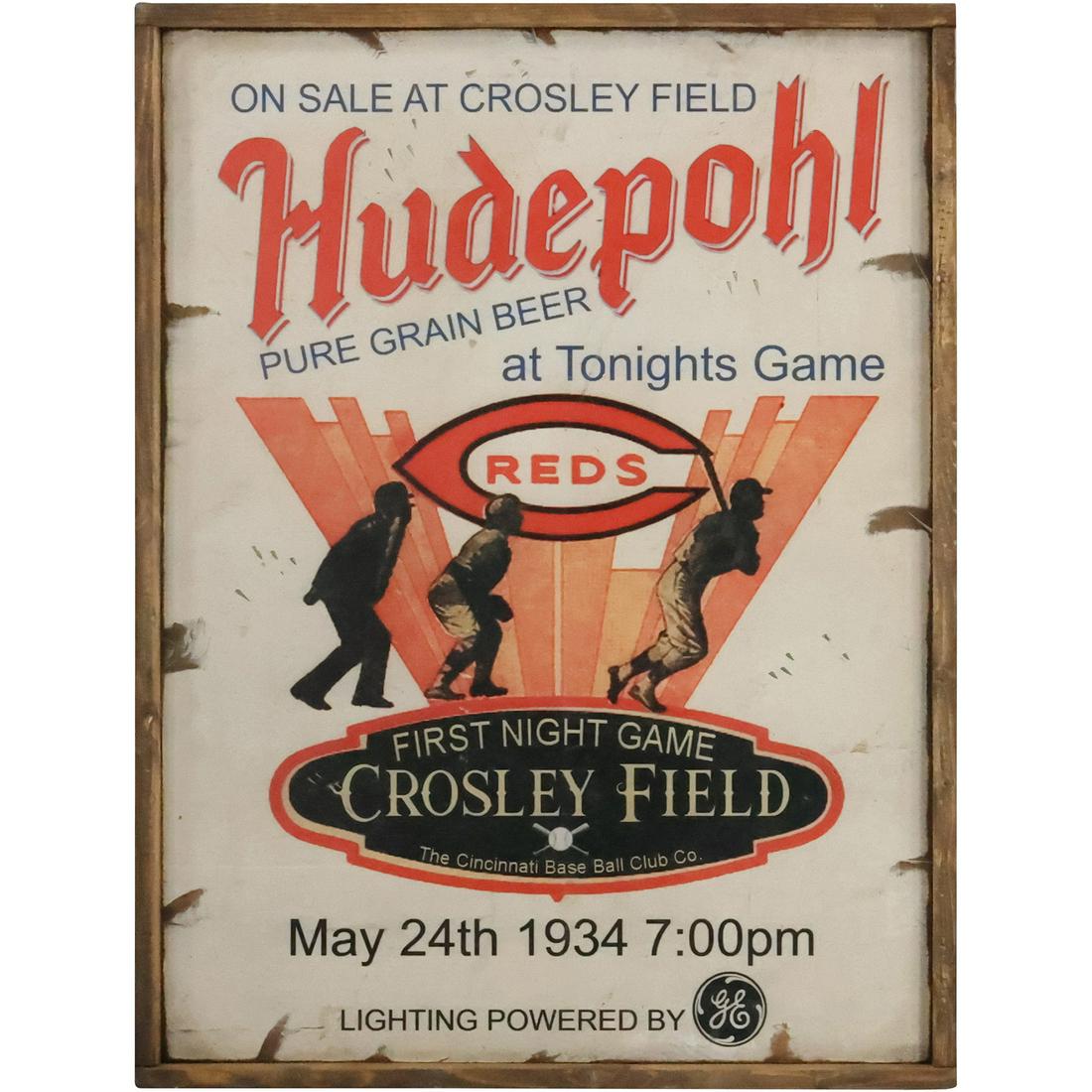 Novelty Printed Wood Sign: Hudepohl Beer At Crosley Field - Reds ...