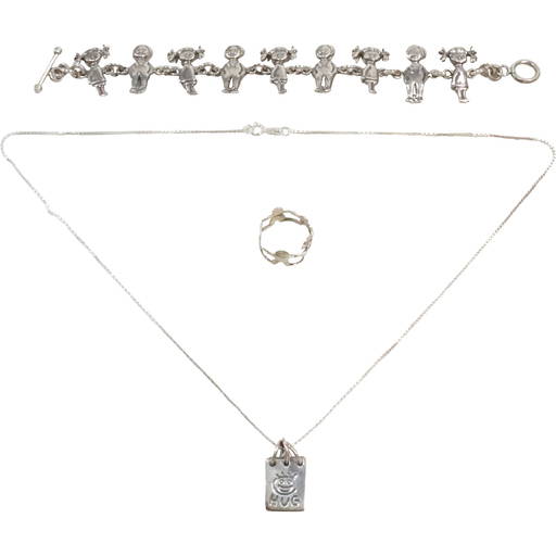 [3] Assorted .925 Sterling Silver Boy & Girl Bracelet, .925 Fas Boy Girl Ring Size 6, Efs .925