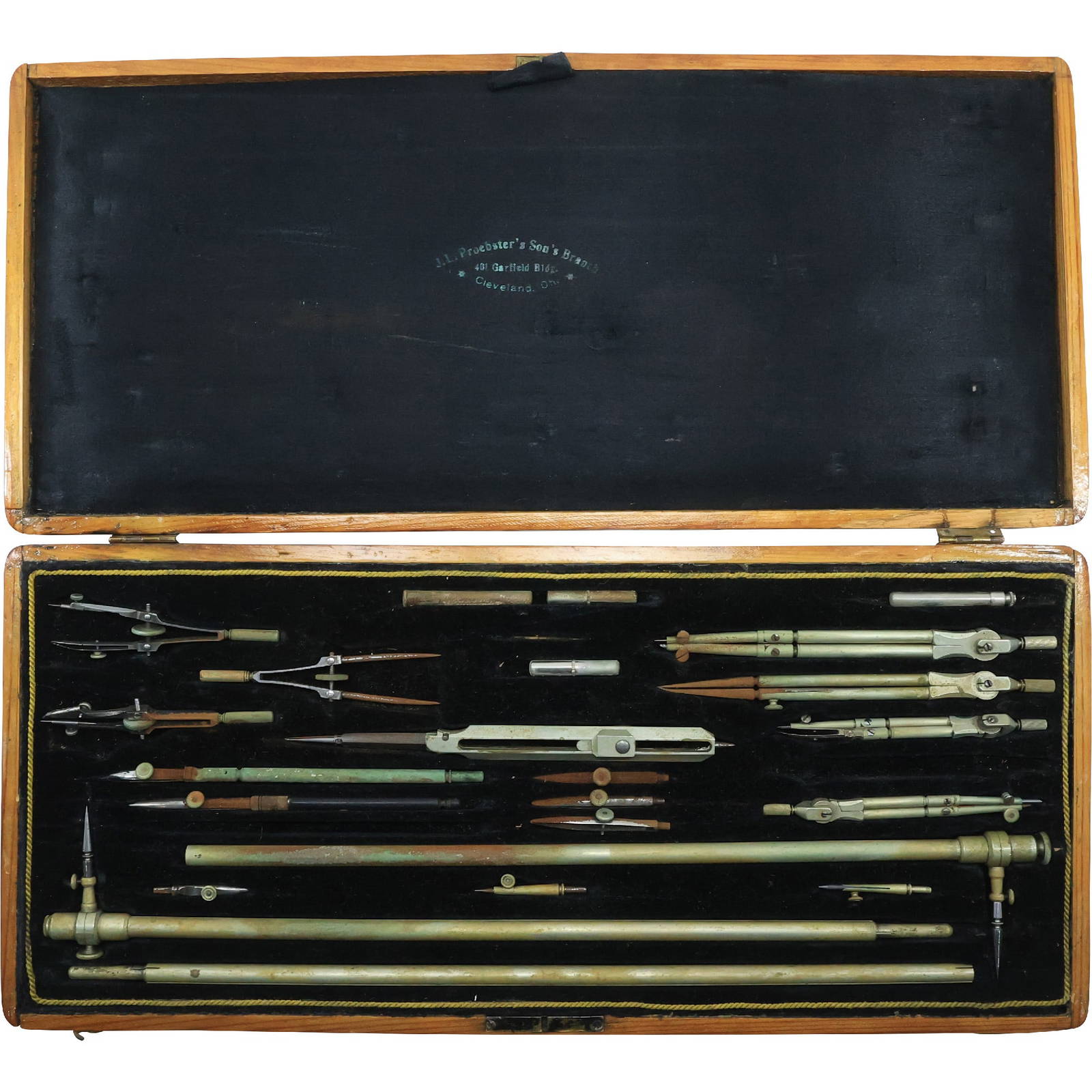 J.l. Proebster's Son's Branch, Architect Tools In Original Case Auction