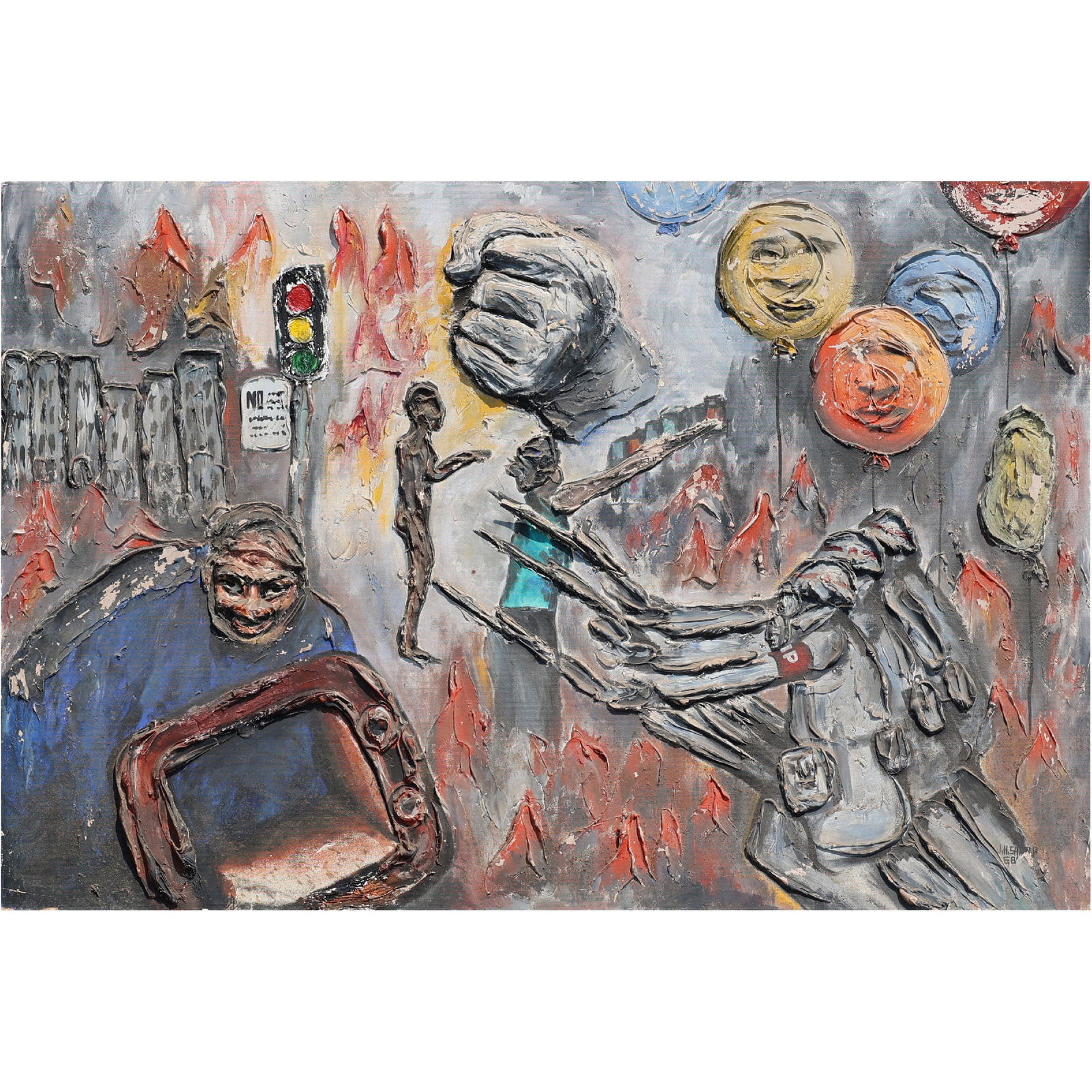 J H Sharp 1968; Heavy Impasto Large Oil Painting Surrealism Outsider ...