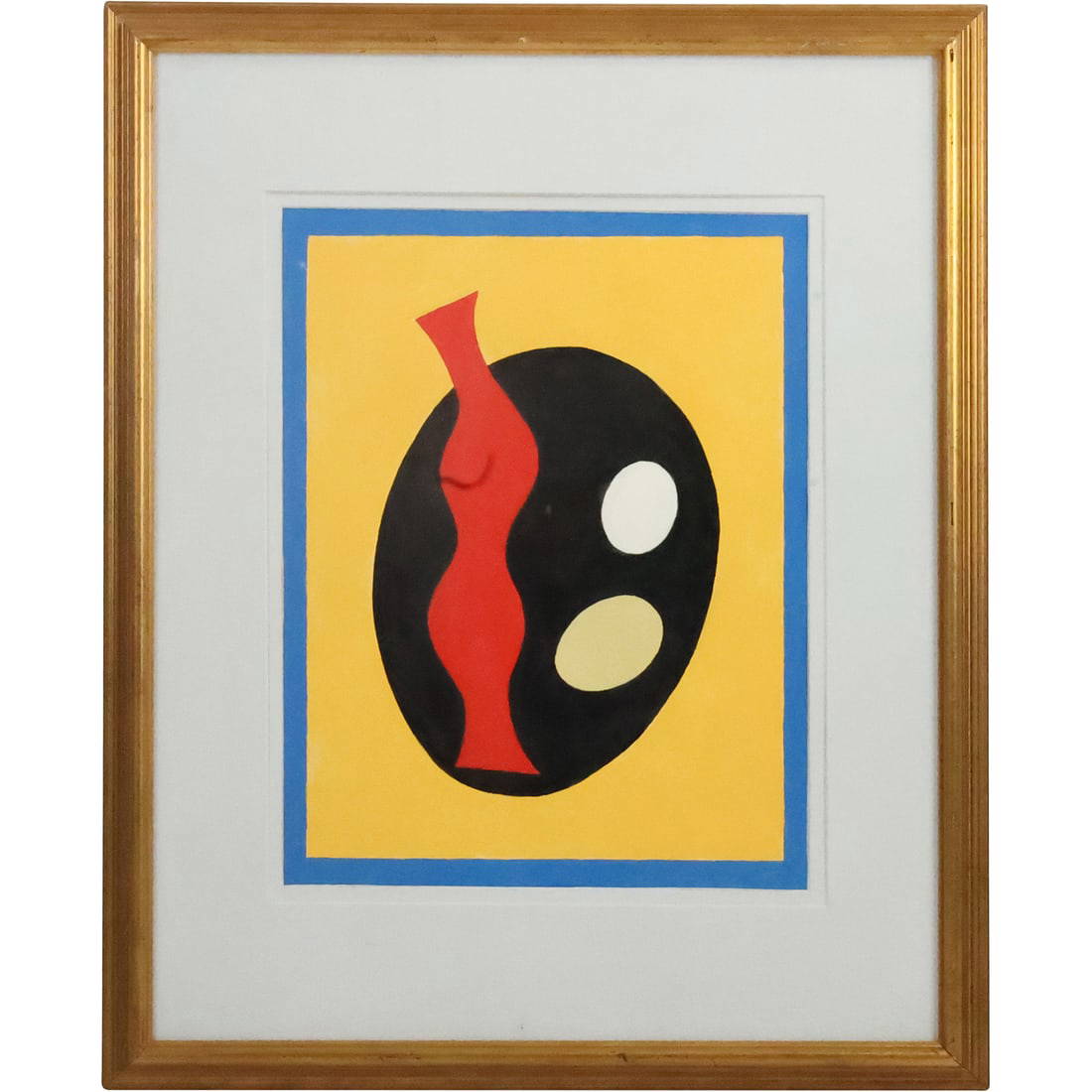In The Style Of Hans Arp, Colorful Modernism Oil Painting, Framed Auction