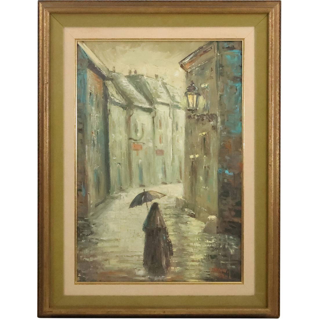 Ciriello, Roma, Oil Painting On Canvas Woman With Umbrella On A Rainy ...