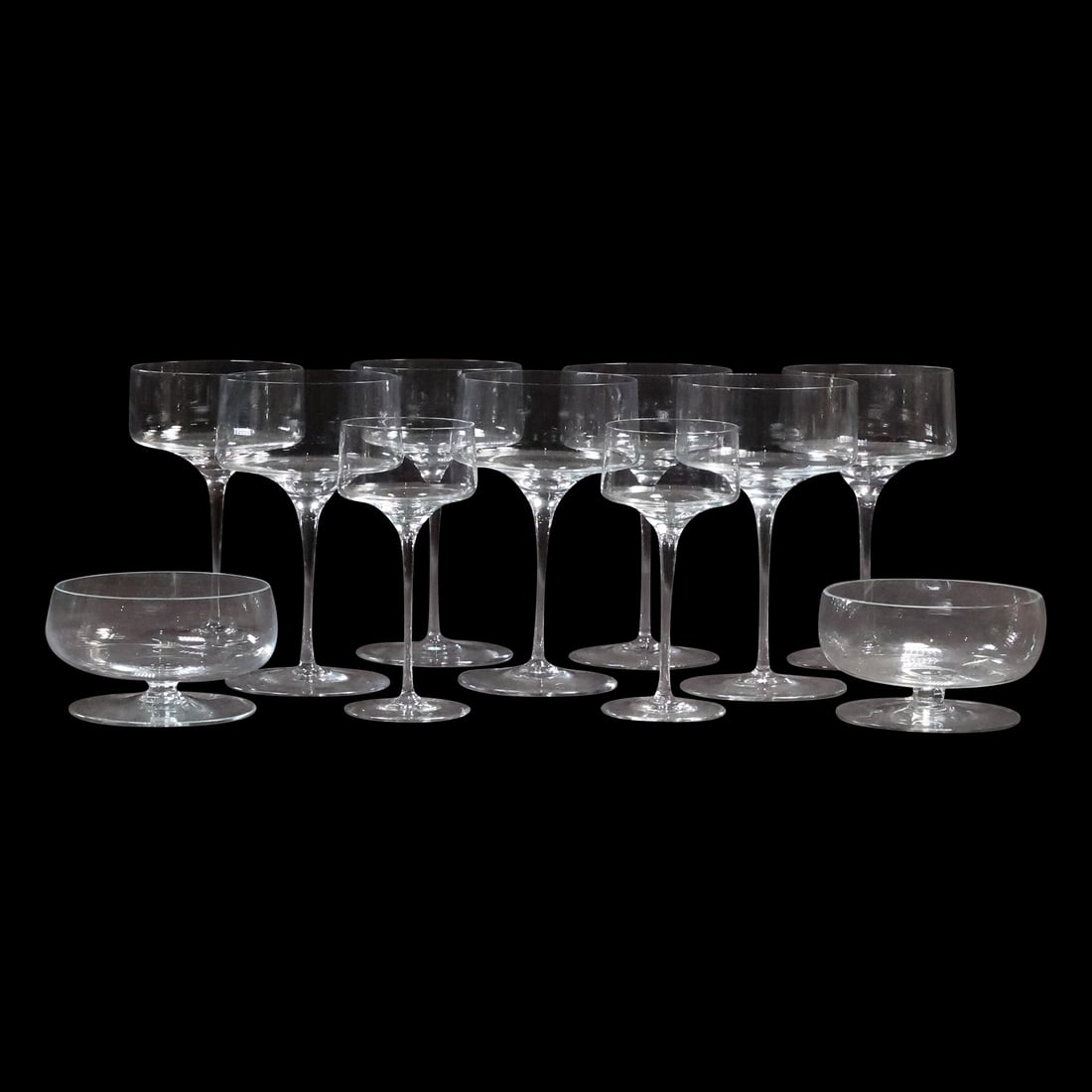 [11] Crystal Glass Cocktail Stemware In 3 Assorted Sizes