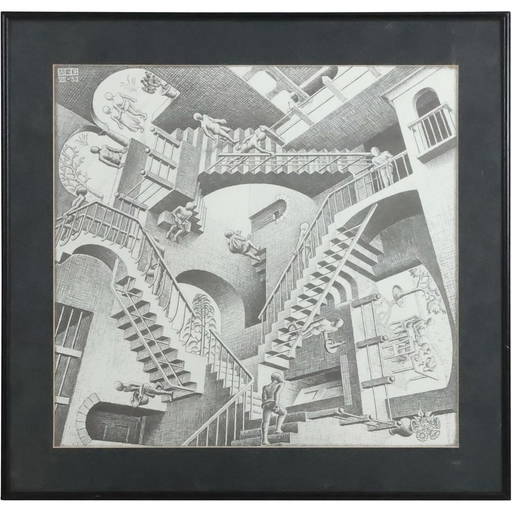 M C Escher Vii '53, Relativity Lithograph Framed Print Signed In Plate