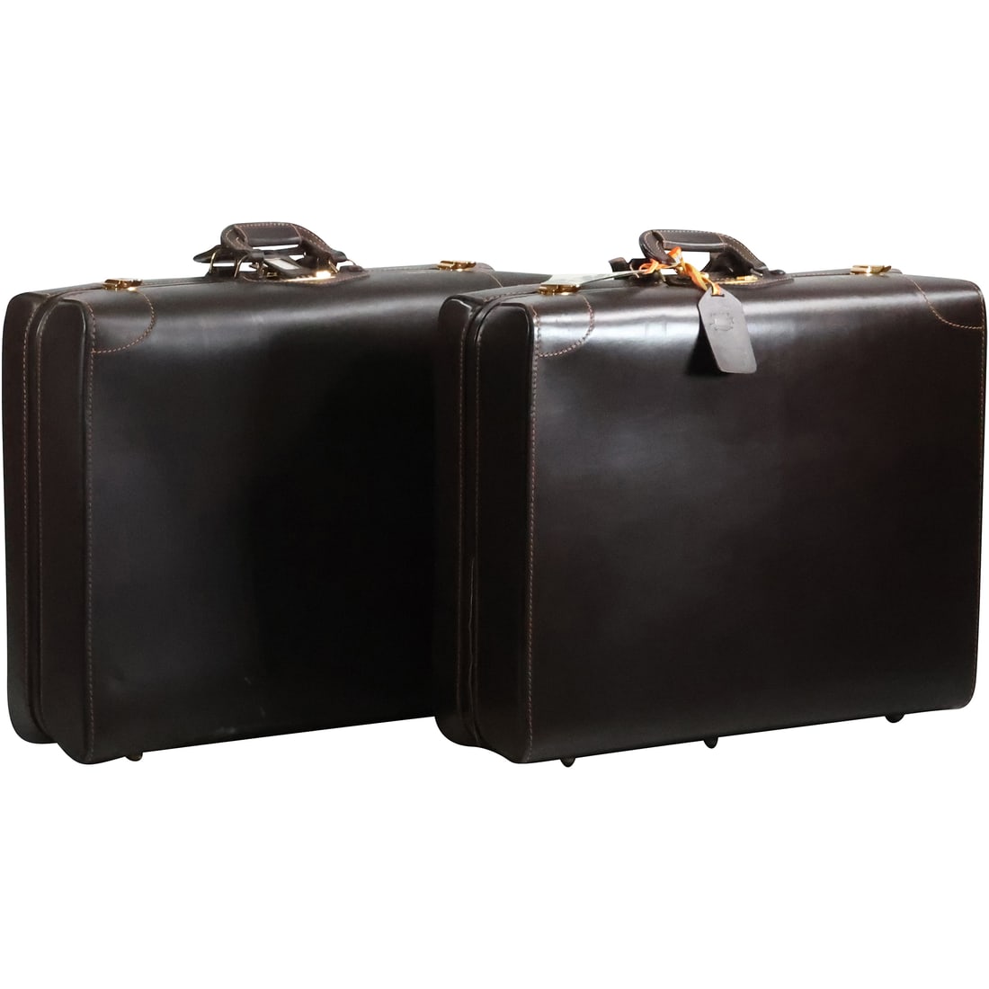 [2] Imported Irish Leather By Atlas Luggage Suitcases Auction