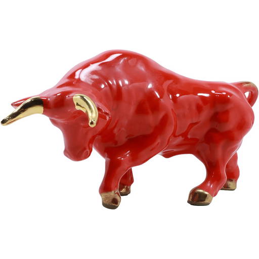 Large Vintage Red Ceramic Bull Figure Statue 8 In. Height X 16 Inches ...