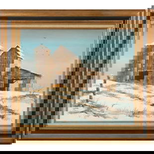 Philip S. Whitney "barn" Oil Painting, #32529