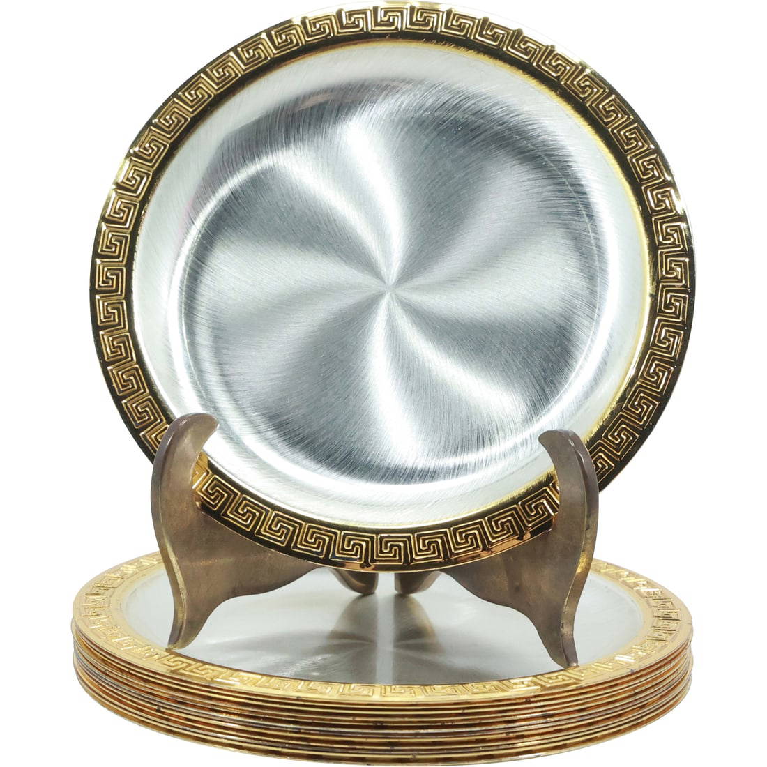 [10] Metal Drinking Coasters With Gold "greek Key" Rims 4 Inches ...