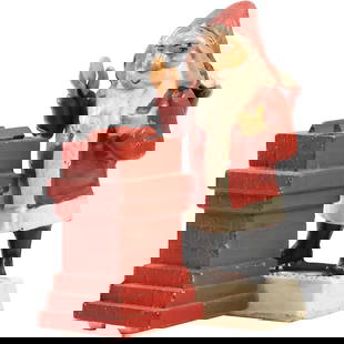 Santa At Chimney - Santa With Rare Black Coat - Cast Iron Mechanical ...