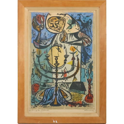 Irving Amen, 1918 2011, Color Woodcut "eve Of The Sabbath" #17/50 ...