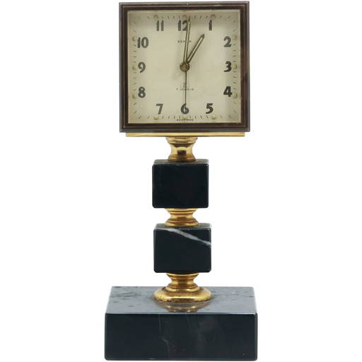 Vintage Semca 7 Jewel Art Deco Clock Marble And Brass 7.25 In. Height X ...