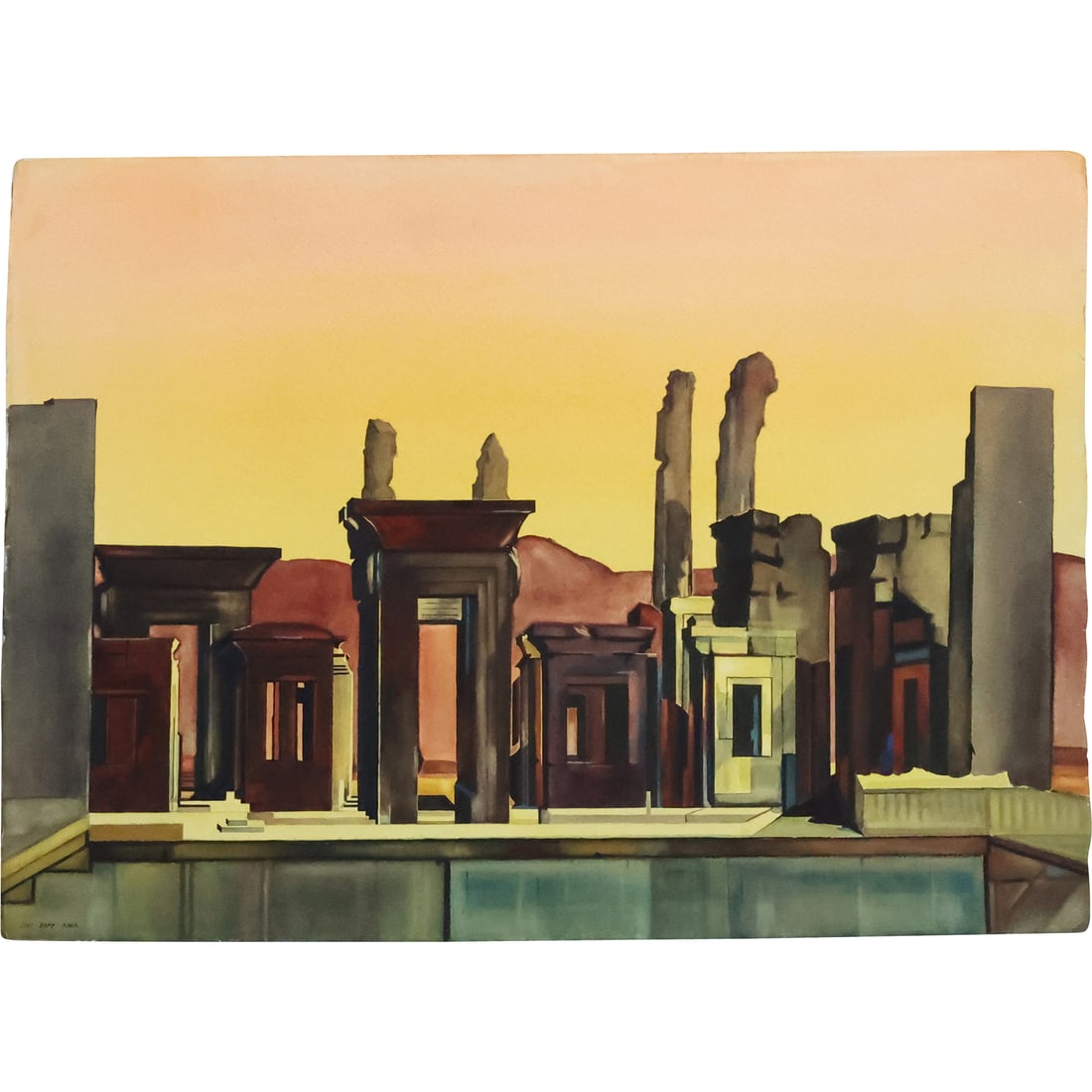 Lois Rapp 1907-1992 American, A.w.s. Watercolor Painting, Persepolis ...
