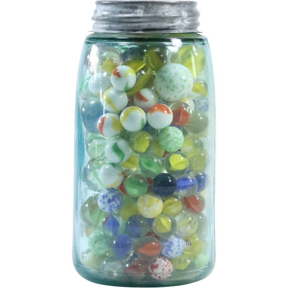 Glass Mason Jar Full Of Marbles Auction