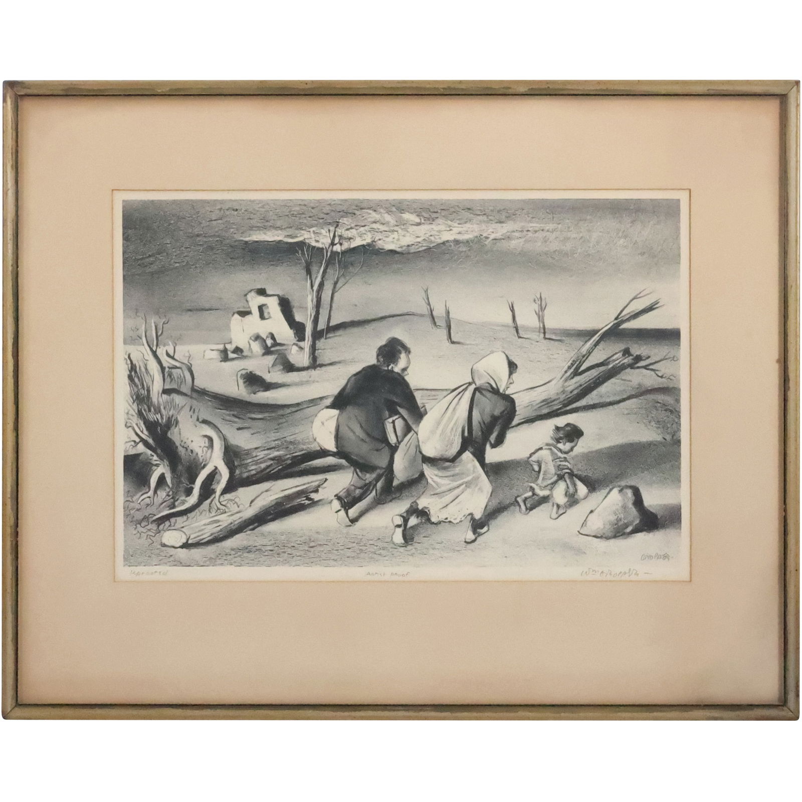 William Gropper; 20thc. American Lithograph Uprooted Signed