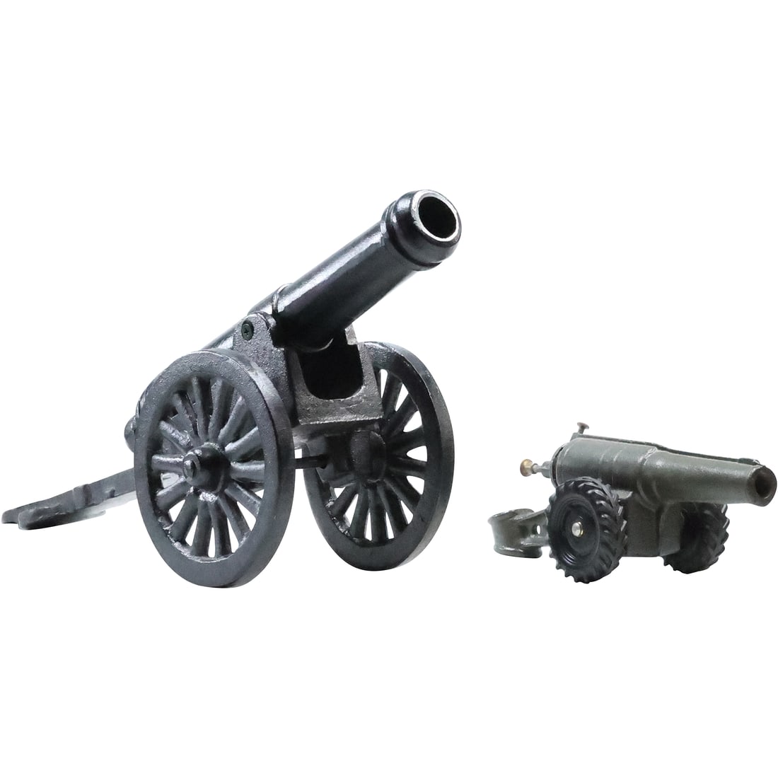 2 Vintage Cast Metal Toy Cannons 9.25 Inches Length & 16.5 Inches ...