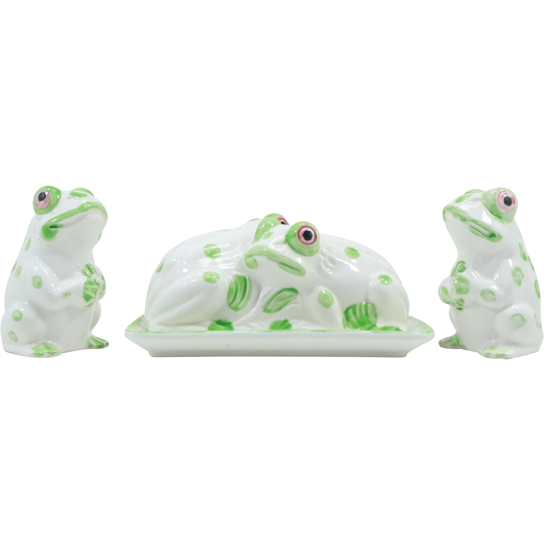 Set J.s.n.y. Whimsical Ceramic Frog Figures Covered Butter Dish And ...