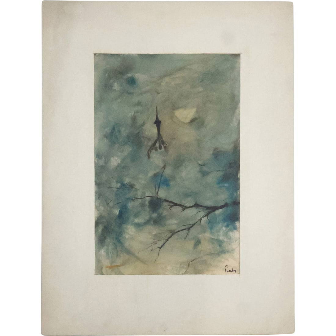 Donald Purdy, Oil Painting On Paper, Stormy Sky With Tree Branches ...