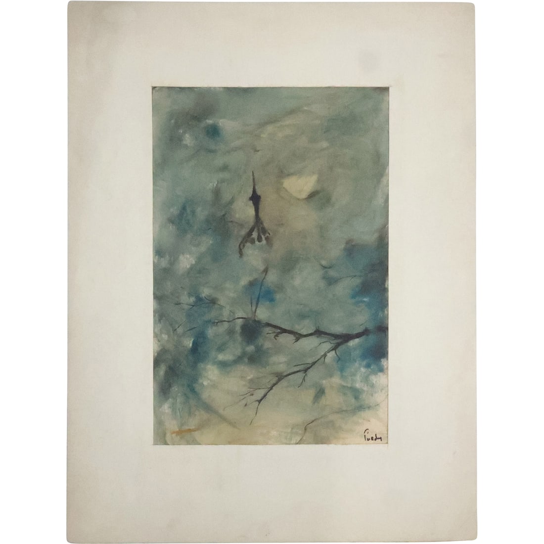 Donald Purdy, Oil Painting On Paper, Stormy Sky With Tree Branches ...