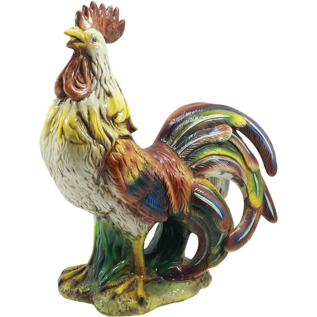 Large Italian Ceramic Rooster Figure Statue 20.25 In. Height X 18 In ...