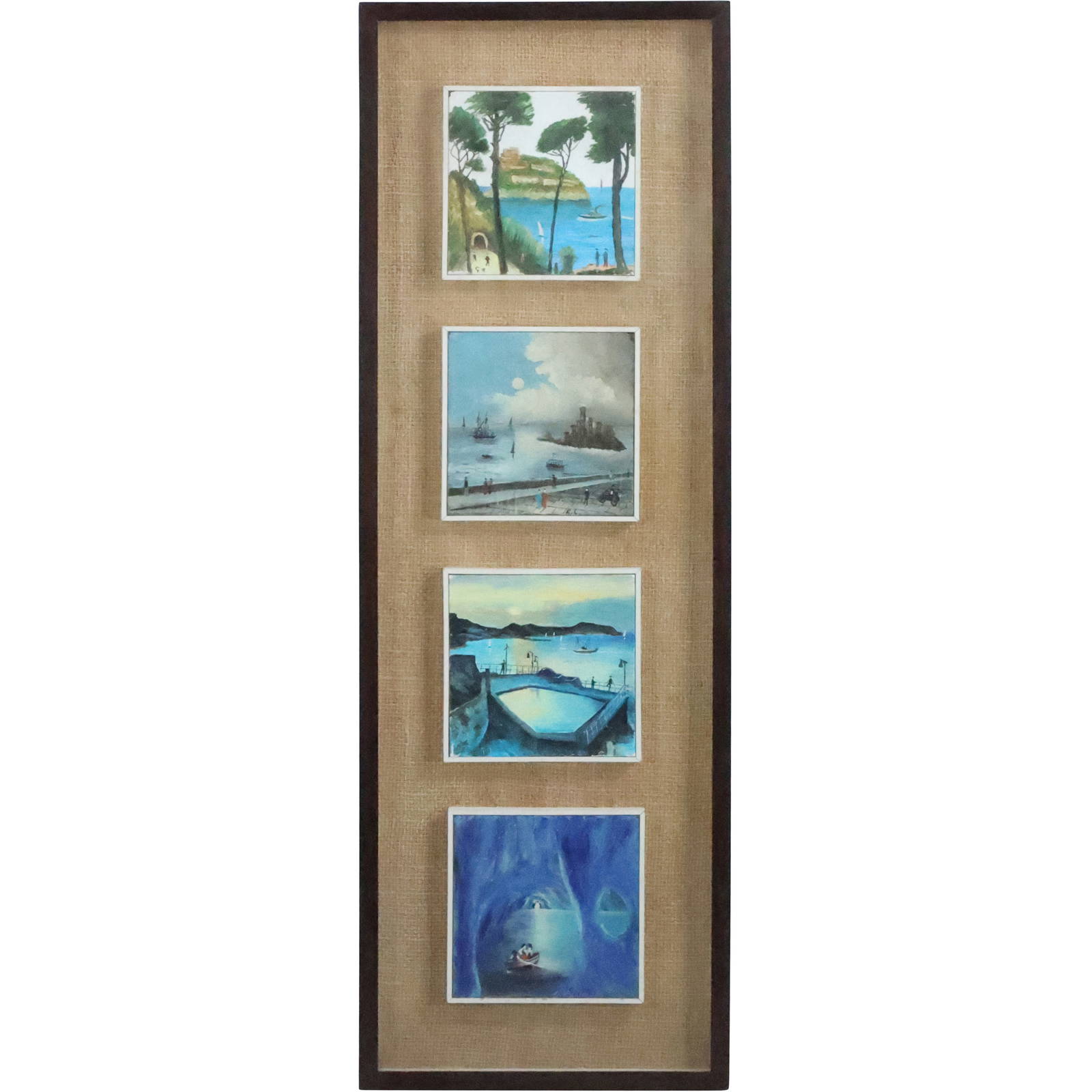 Verticle 4 Panel Sections Wall Hanging Assorted Oil Paintings ...