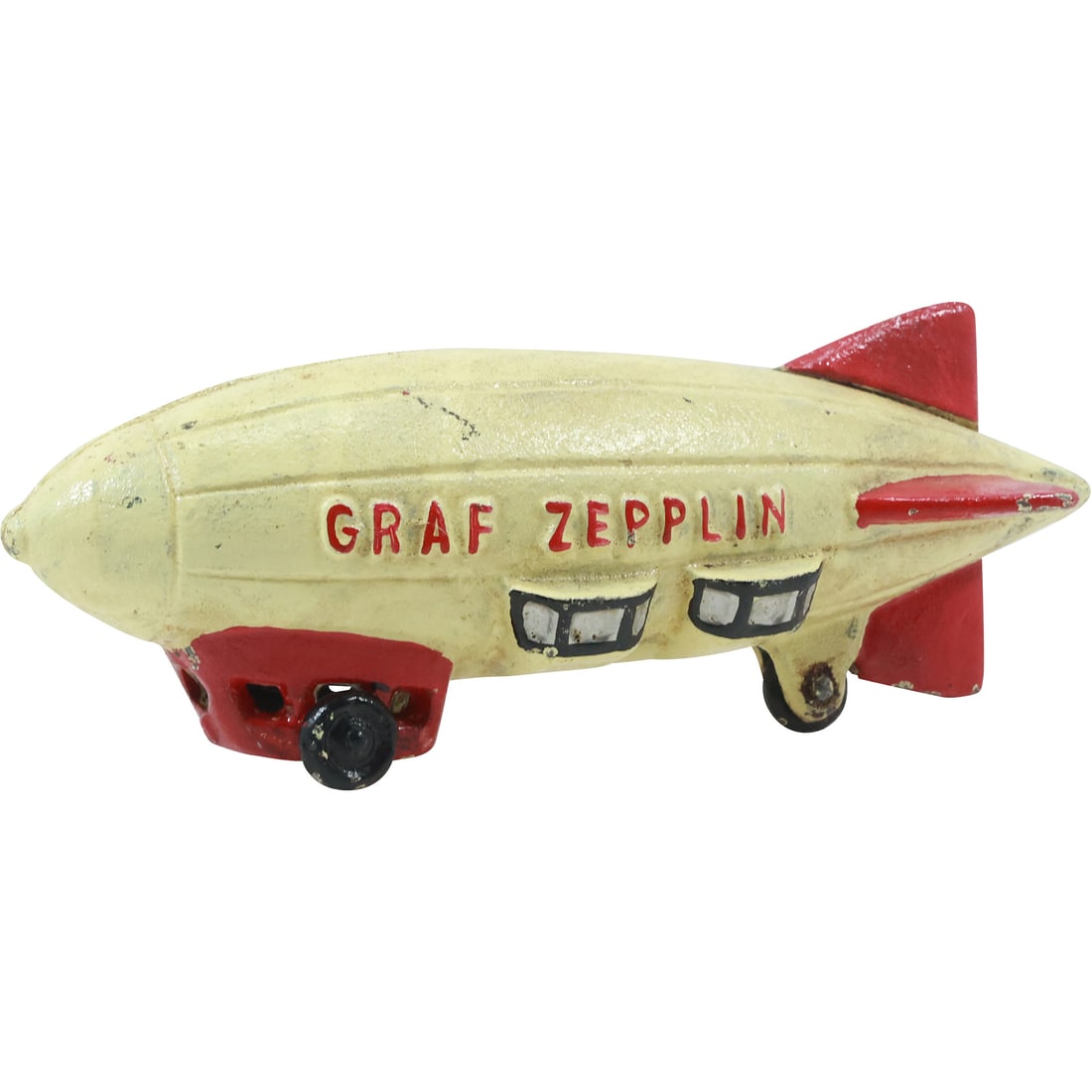 Graf Zeppelin Yellow Cast Iron Vintage Blimp Toy On Rolling Wheels 8.5 ...