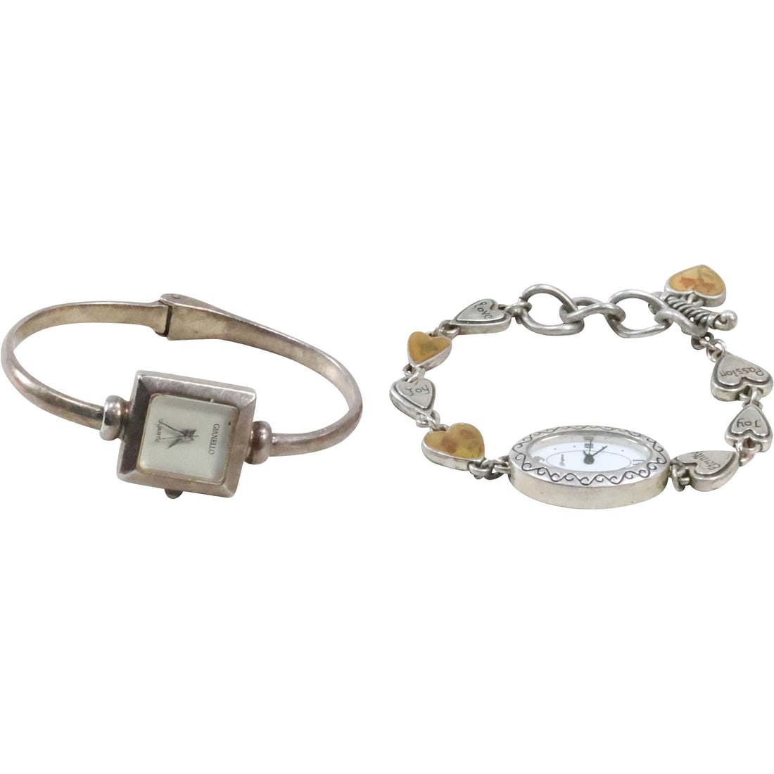2 Ladies Wristwatches: Sterling Silver Bangle Watch Gianello Quartz ...