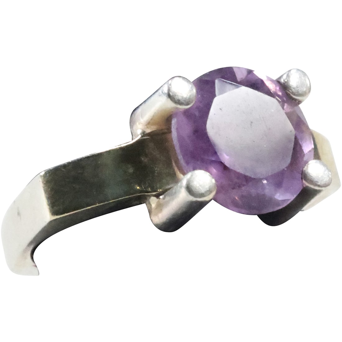 Sp .925 Sterling Silver Modernist Ring With Purple Stone Ring Size 7 ...