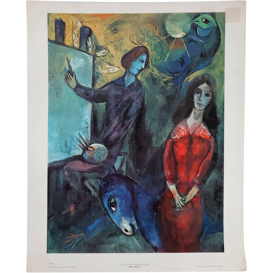 Marc Chagall, Color Lithograph, "the Artist And His Model", Sherwood ...