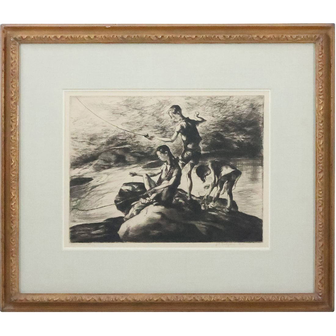 Signed John E Costigan, Original Etching, "fisherman Three" , Label On ...