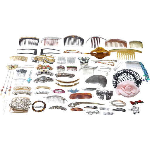 Estate Grouping Of 140 Assorted Hair Clips And Hair Accessories Huge ...