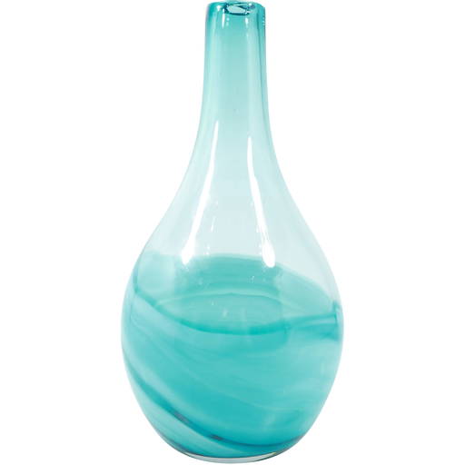 Teal Green Swirl Art Glass Vase 13 Inches Height X 6 In. Wide