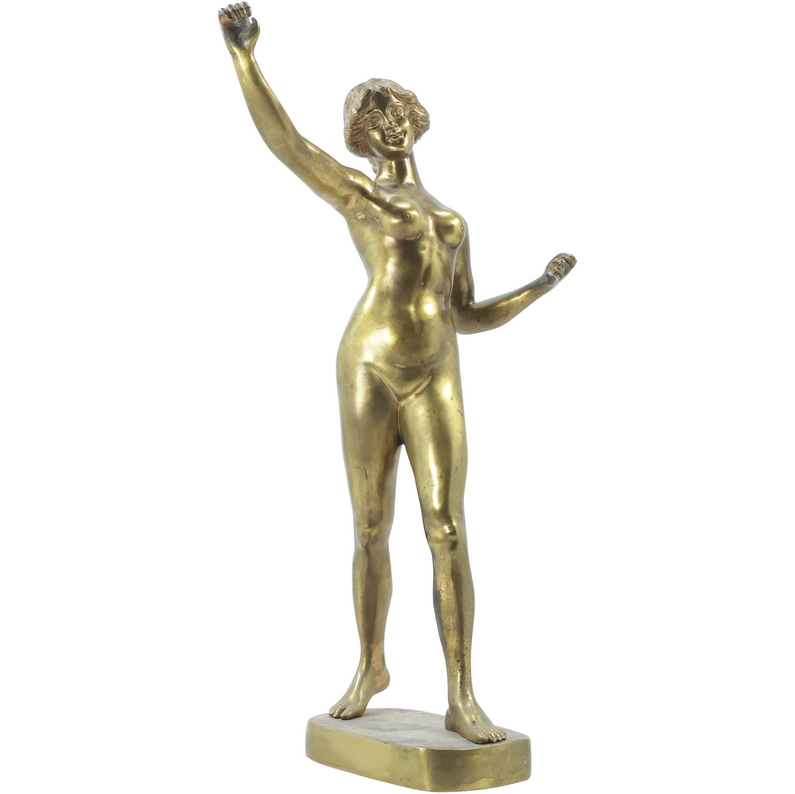 Signed Robert Weise Antique Gold Gilt Bronze Nude Woman Sculpture 15