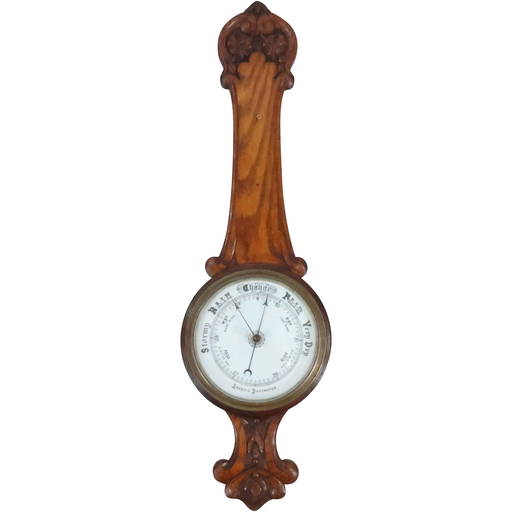 19th C. Aneroid Barometer Wall Hanging Instrument 33.75 In. Length