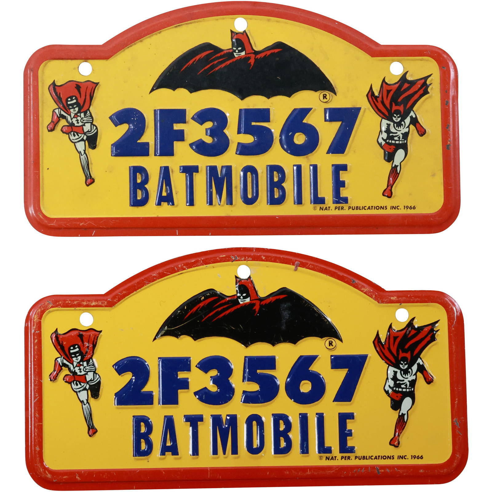 [2] Vintage 1966 Batman Bicycle/motorcycle License Plates, Metal, Nat ...