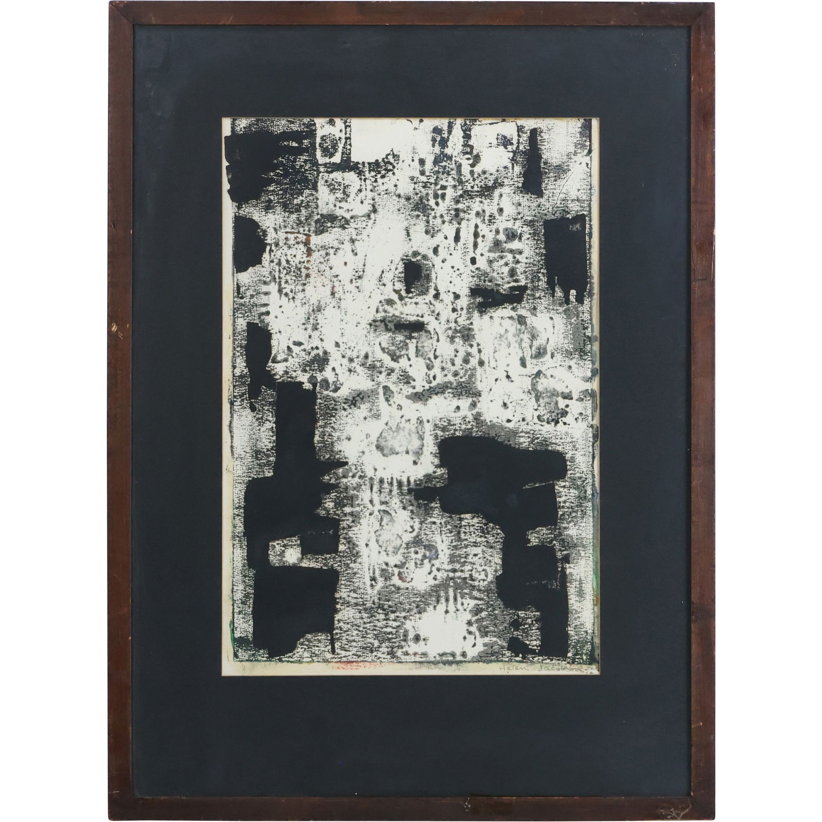 Signed Helen Jacobsen, Mid Century Modern Black & White Lithograph "the ...