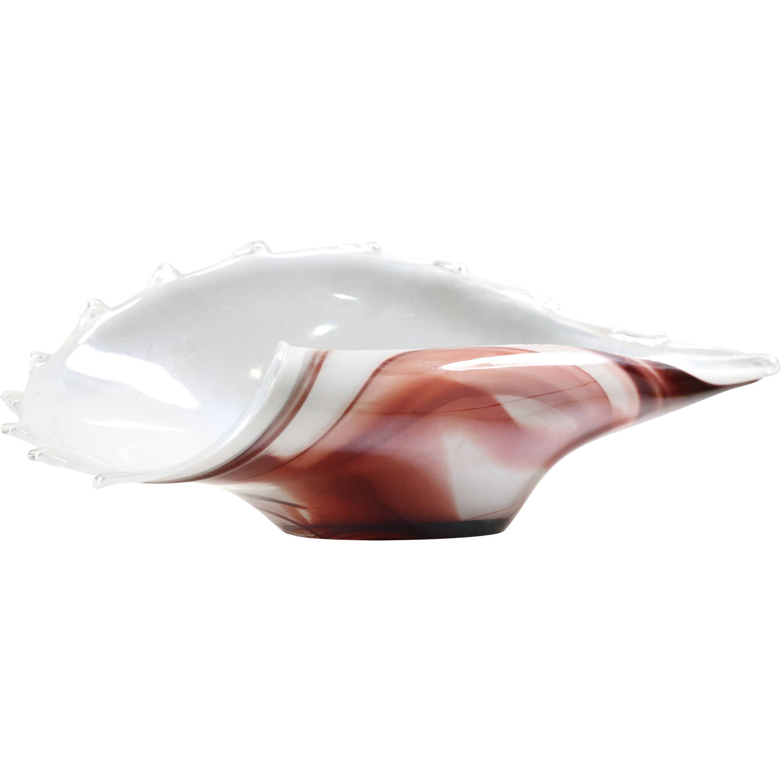Large Handblown Art Glass Mid Century Conch Shell Centerpiece Bowl Auction