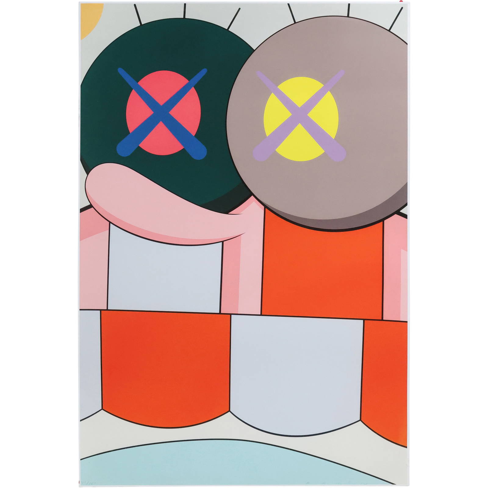 Kaws, Color Print, No Frame, Size 36 In. X 24 In. Auction