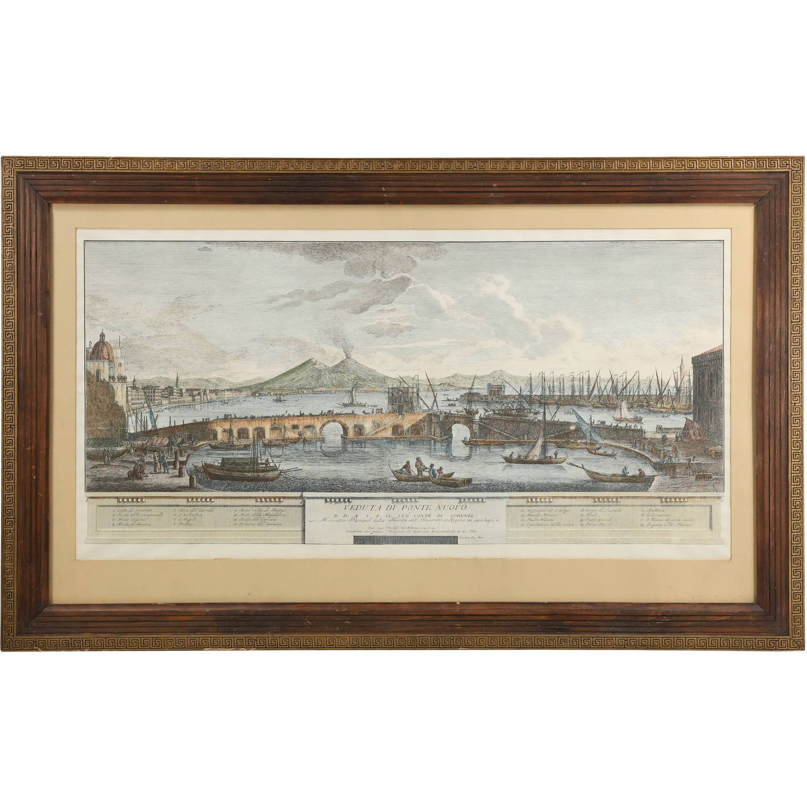 Antoine Alexandre Joseph Cardon, Framed Colored Etching "view Of Ponte ...