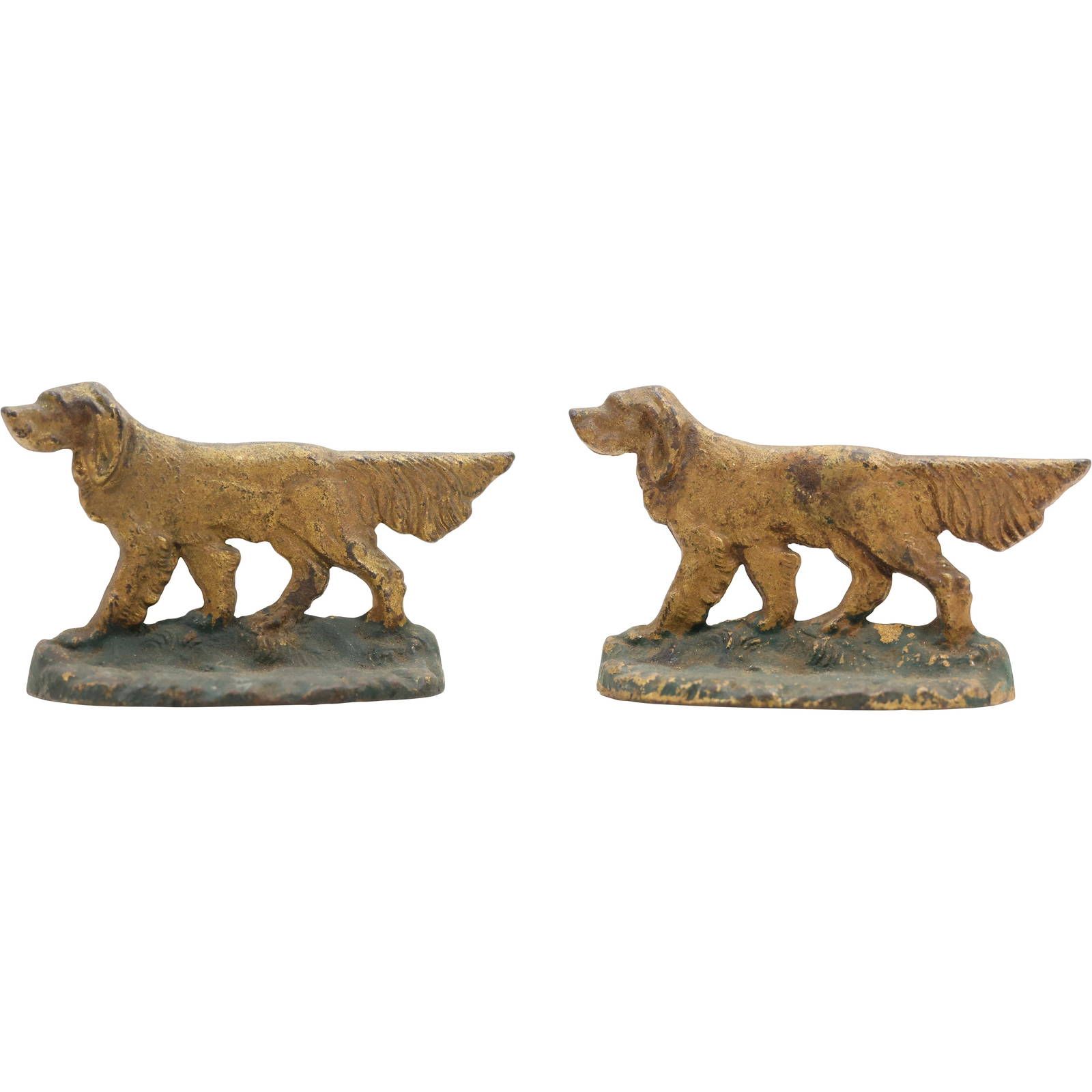 Circa 1920s Antique Cast Iron Pointer Dog Bookends, Irish Setters Auction