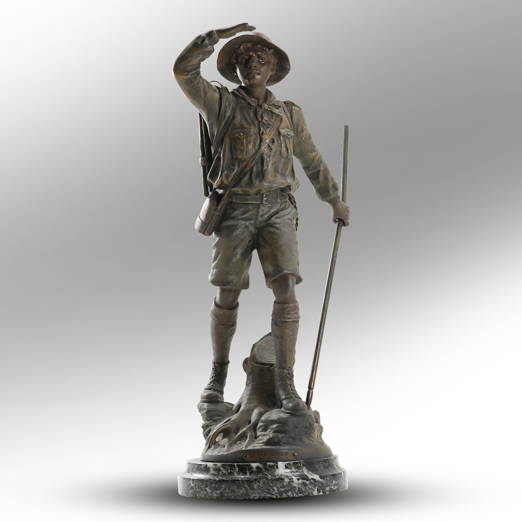 Géo Maxim (1885-1940) "boy Scout" Bronze Sculpture, Early 20th Century ...