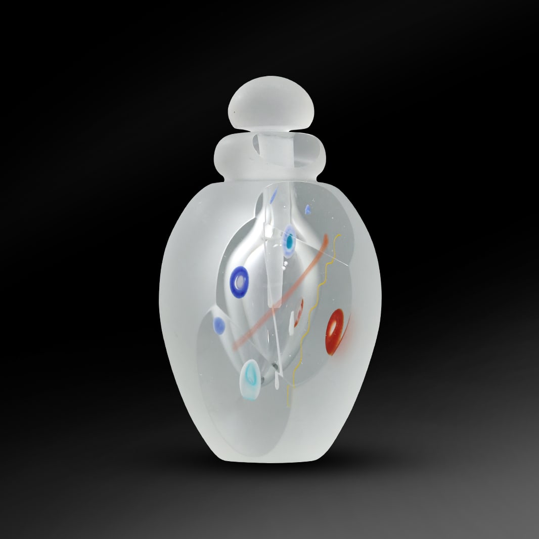 Signed James Clark, Studio Art Glass Perfume Bottle 4.5 Inches Height ...