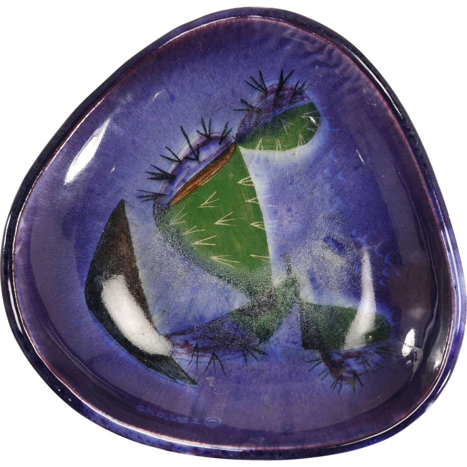 Edward Chavez (1917 - 1995) For Stonelain Art Pottery Low Bowl. Incised ...