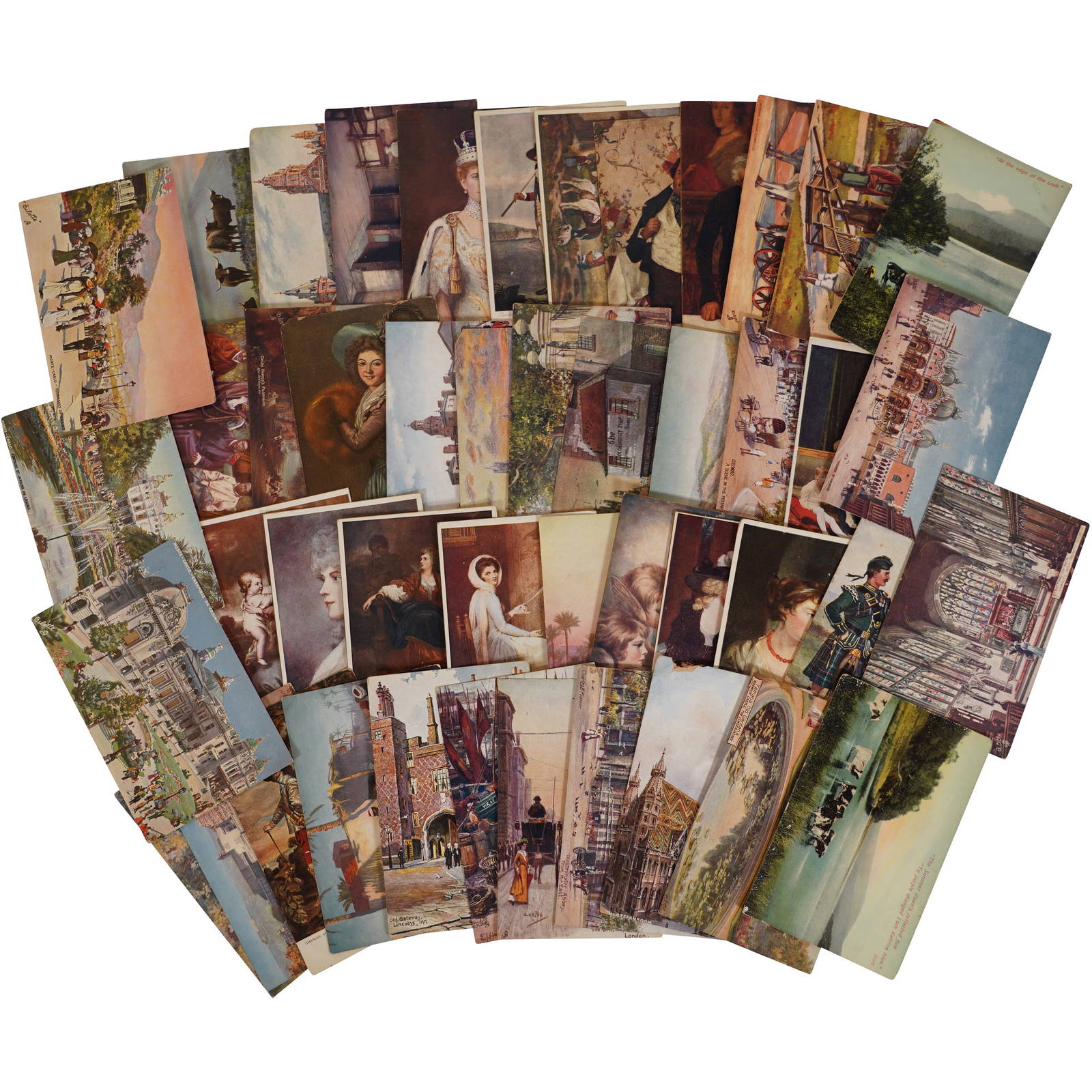 Lot Of 47 Antique Raphael Tuck & Sons Postcards – 43 Unposted, Fine Art & Scenic Views Auction