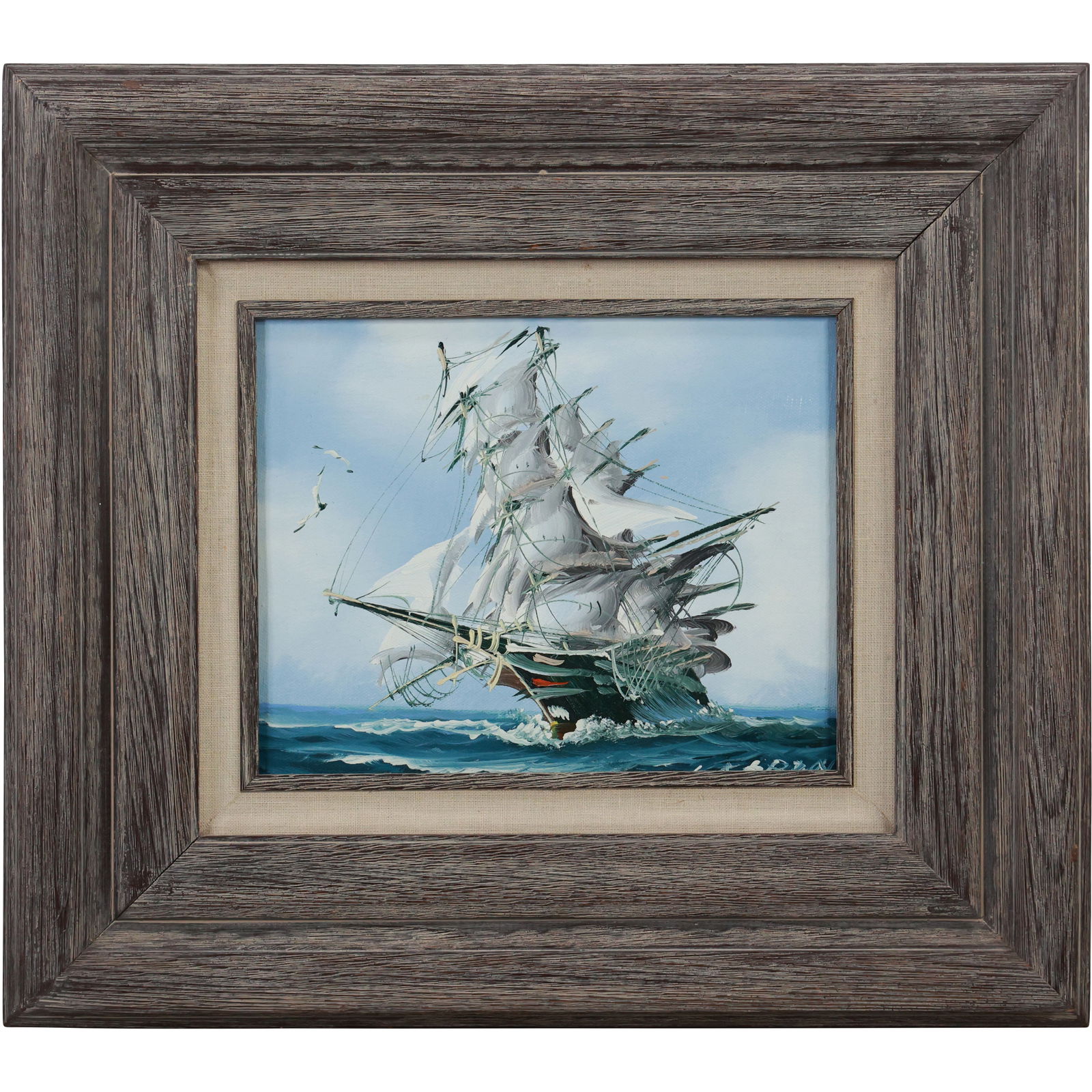 L Karon, Nautical Oil On Board Painting Clipper Ship Navagating The ...