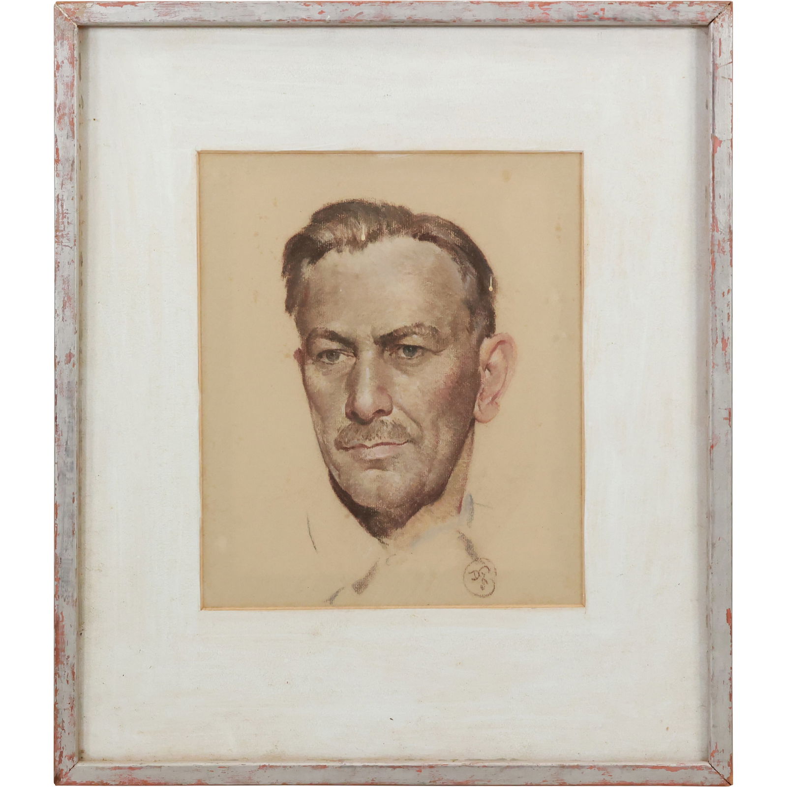 Vintage Graphite Drawing Portrait Of A Man, Ray Knowles By Dgs, Framed ...